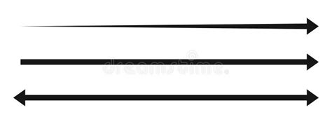 Long Straight Arrow And Double Arrow Icons Black Horizontal Pointer Direction Position Or