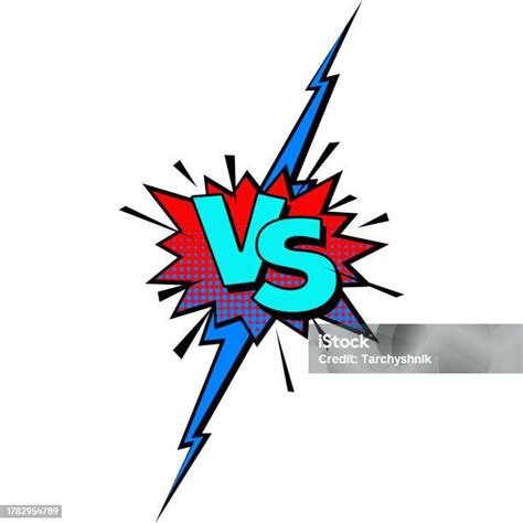 만화 만화 배경입니다 대 싸움 대 하프톤 요소가 있는 만화책 다채로운 경쟁 포스터 레트로 팝 아트 스타일 벡터 그림 Championship에 대한 스톡 벡터 아트 및 기타