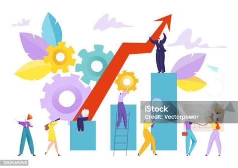 비즈니스 금융 성장 그래프 복구 화살표 근처 사람들 벡터 일러스트 성공 적 돈 투자 차트와 사업가 개념에 대한 스톡 벡터 아트 및 기타 이미지 Istock