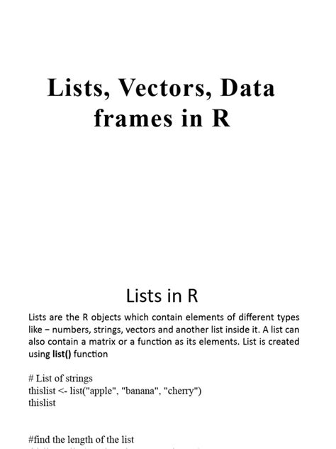 Lab 2 Lists Vectors Dataframes Pdf Control Flow Computing