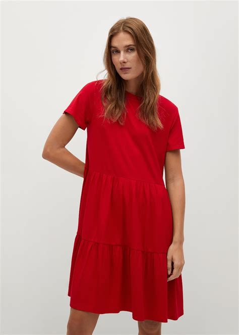 Платье с воланом внизу Женская МАНГО Россия Российская Федерация Dresses With Sleeves