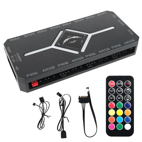 Argb Pwm Fan Hub Addressable 5v 3pin 2 In 1 Rgb Computer Pc Case Fan