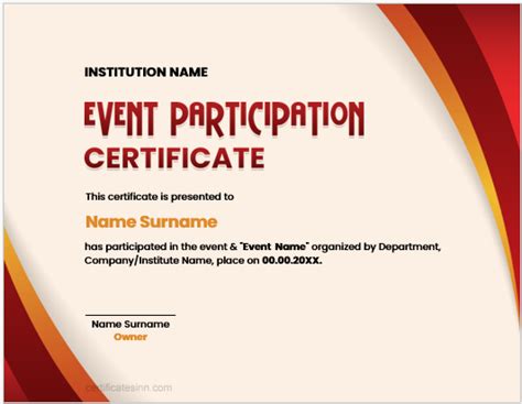 Event Participation Certificate Templates Download And Edit