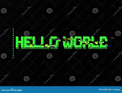 ascii art message hello world glitch stock illustration illustration