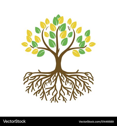 Tree With Roots Royalty Free Vector Image VectorStock