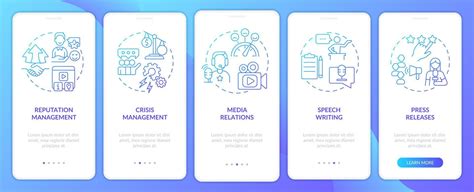 Pr Services Types Blue Gradient Onboarding Mobile App Screen Promotion Walkthrough 5 Steps