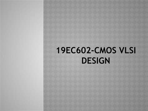 Mosfet Transistor Operation Characteristics Unit 2 Vlsi Pptx
