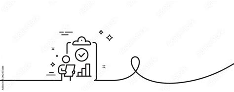 Inspect Line Icon Continuous One Line With Curl Quality Research Sign Verification Report