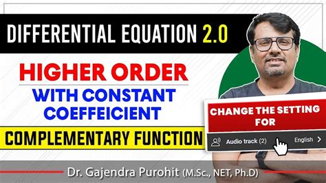 Differential Equation Higher Order Differential Equations Complementary Function By Gp Sir