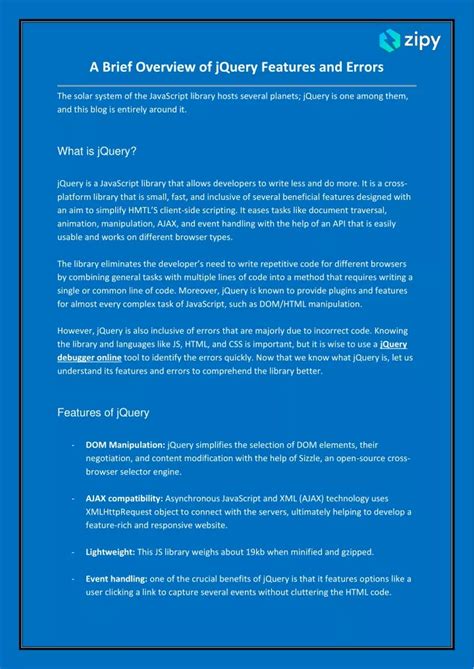 Ppt What Is Jquery Features And Error Types Explained Powerpoint
