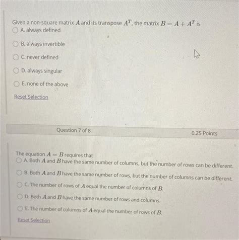 Solved Given A Non Square Matrix A And Its Transpose At The