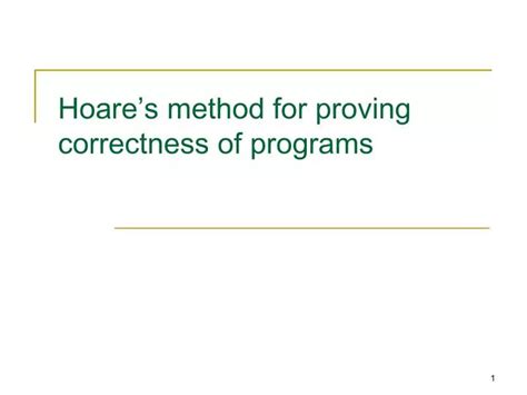 Ppt Hoare S Method For Proving Correctness Of Programs Powerpoint