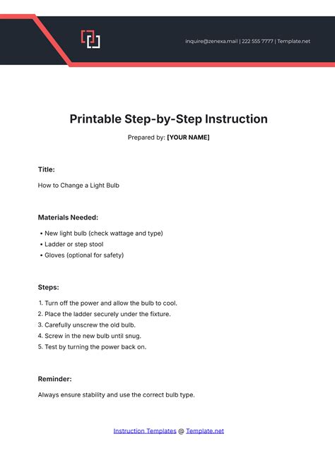Free Printable Step By Step Instruction Template To Edit Online