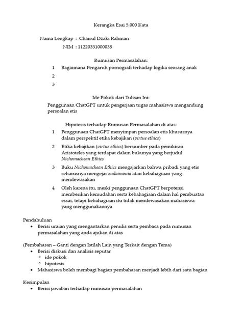 Kerangka Esai 5000 Kata Pdf
