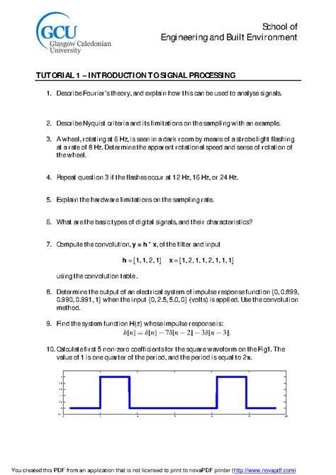 Signals Tutorial Babe Of Engineering And Built Environment TUTORIAL INTRODUCTION TO