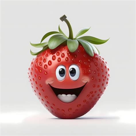 Happy Strawberry Cartoon Generative Ai Stock Illustration Illustration Of Vegetarian Fruit