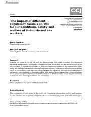 The Impact Of Regulatory Models On Sex Workers Conditions Course Hero