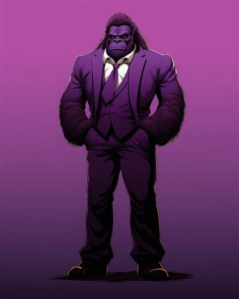 Premium Photo Gorilla In A Suit On A Purple Background
