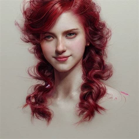 Photograph Plum Red Hair 16k Attractive Elegant Confident