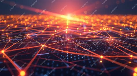 Premium Photo Abstract Flashing Connected Digital Data Nodes And Connections