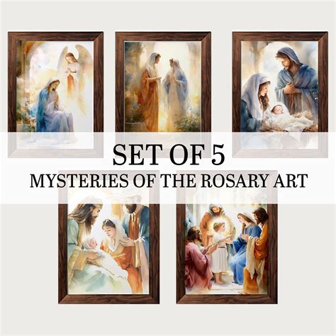 Set Of 5 Joyful Mysteries Rosary Art Digital Downloads Rosary