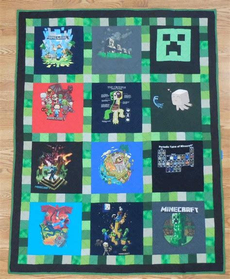 T Shirt Quilt Made Out Of Minecraft T Shirts I Made This Quilt Out Of