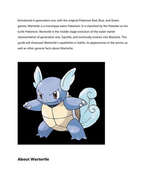 Wartortle Pdf Pokémon Pokémon Go