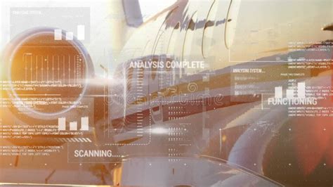 Aircraft Engine With Data Analysis And Scanning Animation Over It Stock Video Video Of