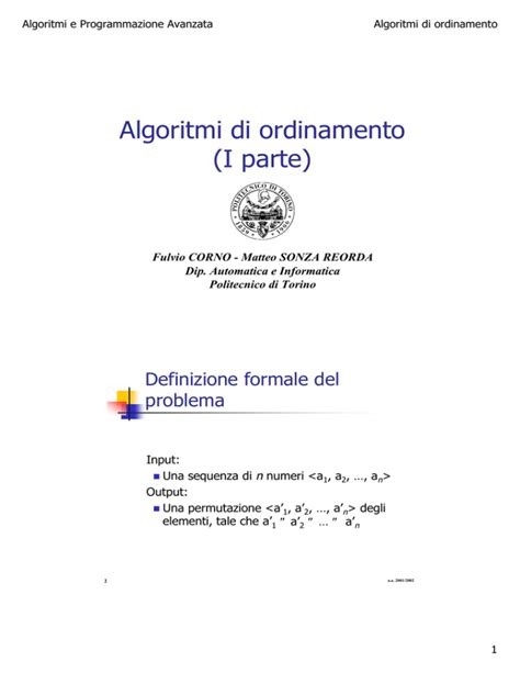 Algoritmi Di Ordinamento