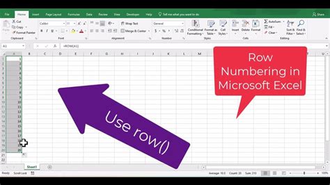 Numbering Cell Rows In Microsoft Excel Youtube