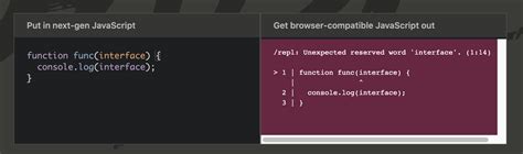 Javascript How To Fix Babel Unexpected Reserved Word Interface