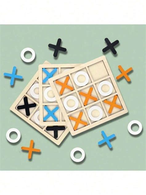 XO Tic Tac Toe Board With Nine Wooden Square Grid SHEIN USA