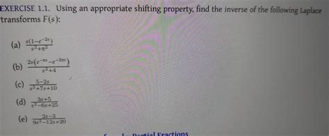 Solved Exercise 11 Using An Appropriate Shifting Property