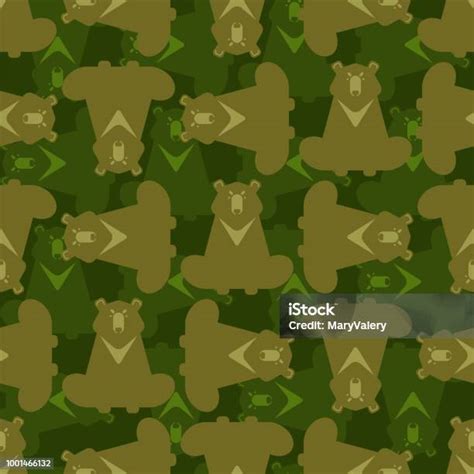곰 군 텍스처 와일드 프레데터 육군 패턴입니다 군인 보호 배경입니다 전쟁 사냥꾼 위장 장식입니다 벡터 일러스트 레이 션 Militarism에 대한 스톡 벡터 아트 및 기타