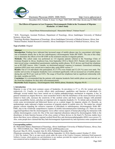Pdf The Effects Of Exposure To Low Frequency Electromagnetic Fields
