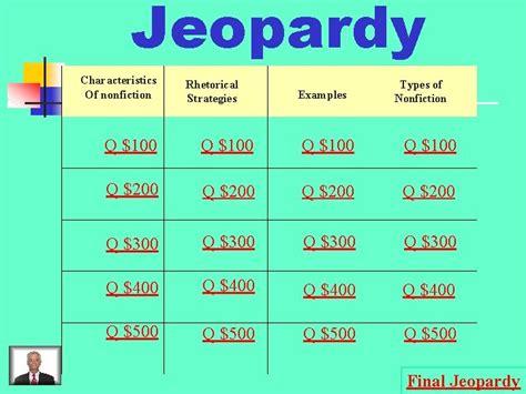 Jeopardy Characteristics Of Nonfiction Rhetorical Strategies Examples Types