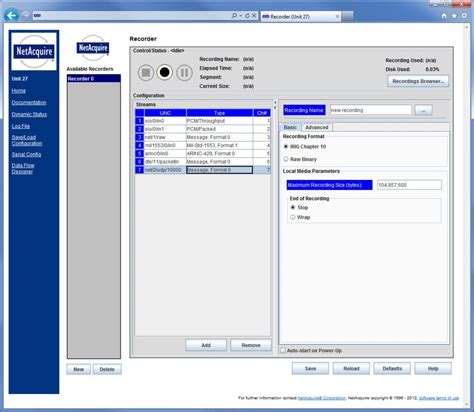 Basic Recorder Configuration Netacquire Corporation