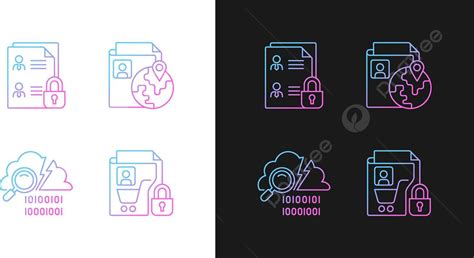Icon Set Featuring Information Security Gradient For Dark And Light