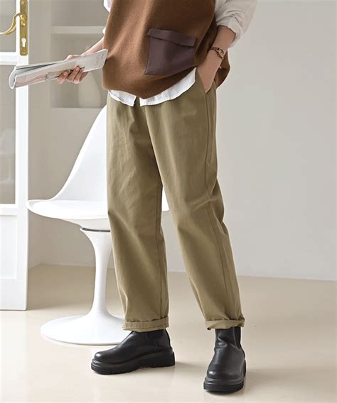 피노 캐주얼 데일리 여성 편한 코튼 밴딩 보이핏 세미 배기 팬츠 봄 가을 에이블리