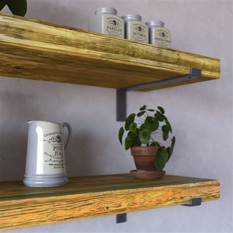 Rustic Shelf With Industrial Lipped Brackets 15cm Depth