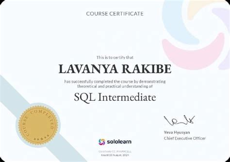 Lavanya Rakibe On Linkedin Successfully Completed My Sql Course