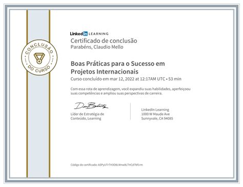 Claudio Mello No Linkedin Certificate Of Completion