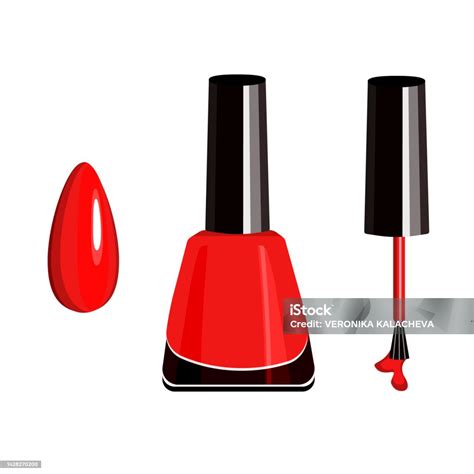 빨간 매니큐어 브러시 흰색 배경에 고립 된 손톱 뷰티 살롱 디자인 화장품 포장을위한 벡터 일러스트 레이 션 개체 그룹에 대한 스톡 벡터 아트 및 기타 이미지 Istock