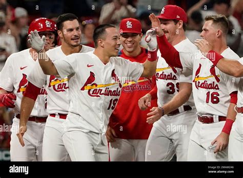 St Louis Cardinals Tommy Edman 19 Is Congratulated By Teammates