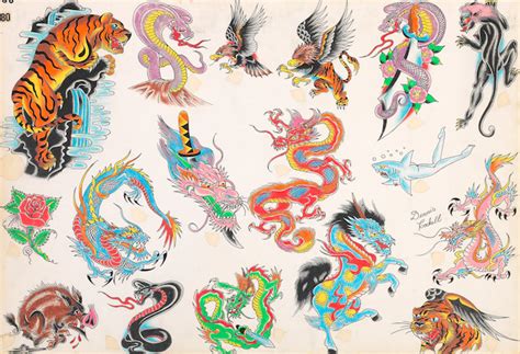 Bonhams Dennis Cockell A Group Of Japanese Style Tattoo Flash 1978