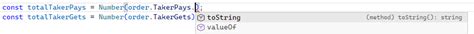 actual value for bookoffer takerpays is not the same as the type