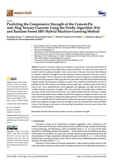 Pdf Predicting The Compressive Strength Of The Cement Fly Ashslag Ternary Concrete Using The