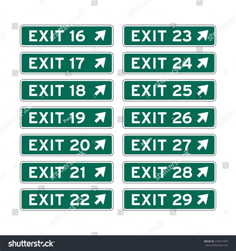 Road Exit Sign Vector Set เวกเตอรสตอก ปลอดคาลขสทธ 274677473 Shutterstock