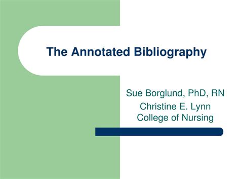 PPT The Annotated Bibliography PowerPoint Presentation Free Download ID 3279720