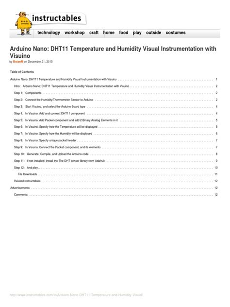 Arduino Nano Dht11 Temperature And Humidity Visual Pdf Arduino Sensor